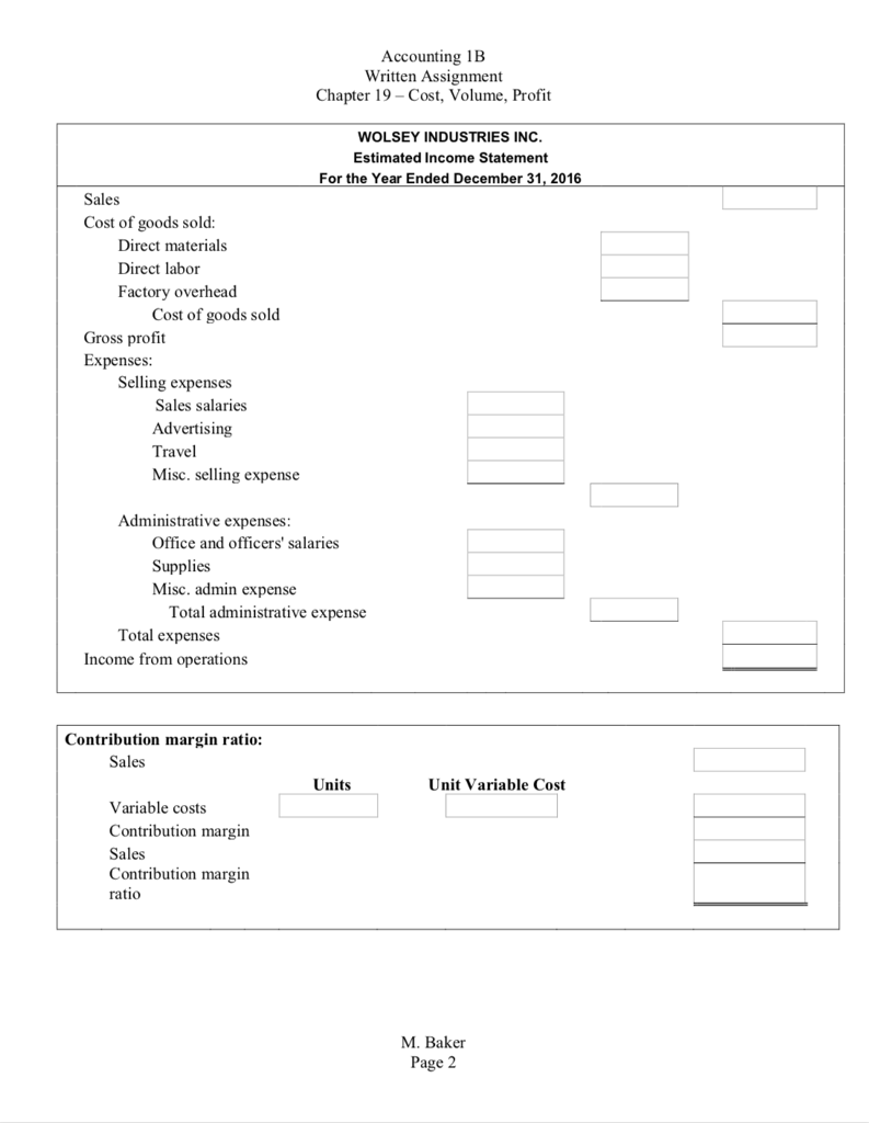 Solved Accounting 1B Written Assignment Chapter 19- Cost, | Chegg.com