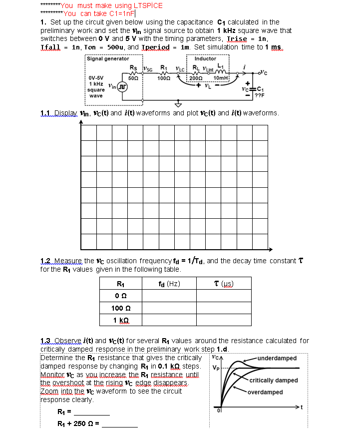 Solved ********You must make using LTSPICE *********You can | Chegg.com