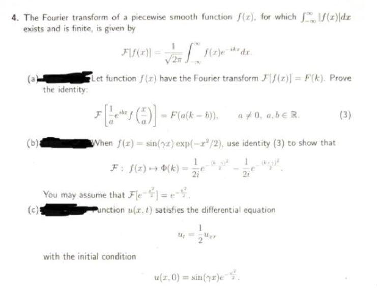 Solved 4. The Fourier transform of a piecewise smooth | Chegg.com