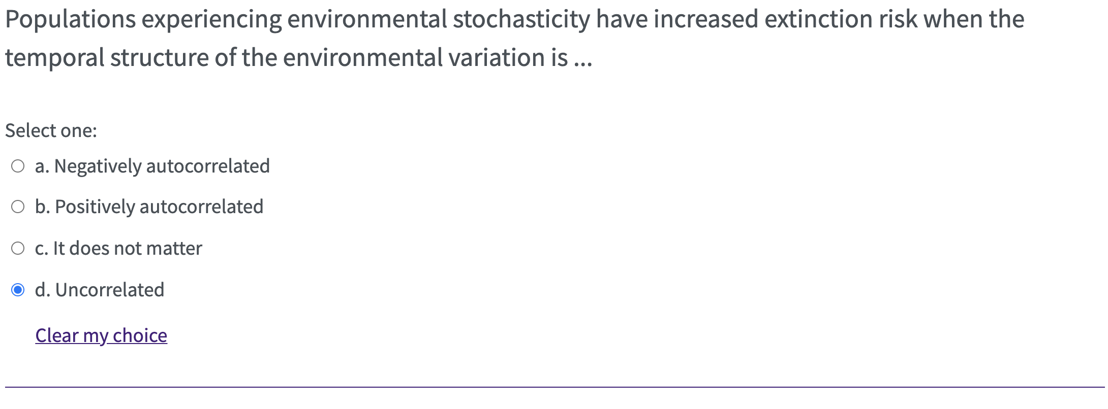 Solved Populations experiencing environmental stochasticity | Chegg.com