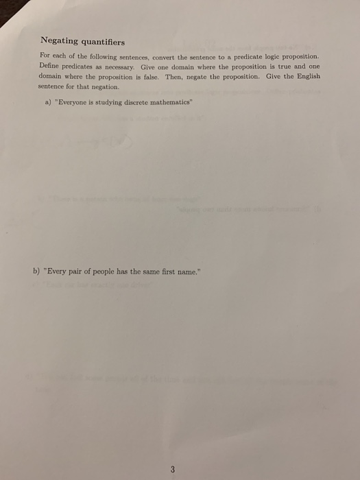 Negating quantifiers For each of the following | Chegg.com