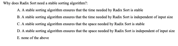 Solved Why does Radix Sort need a stable sorting algorithm?: | Chegg.com