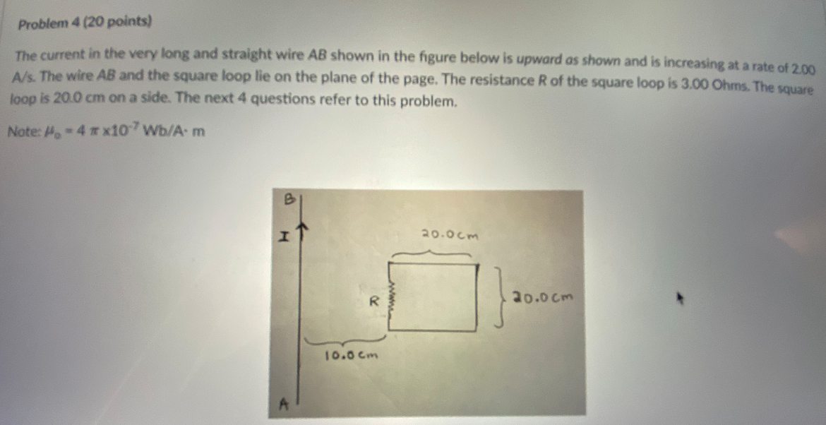 Solved Problem 4 (20 points) The current in the very long | Chegg.com