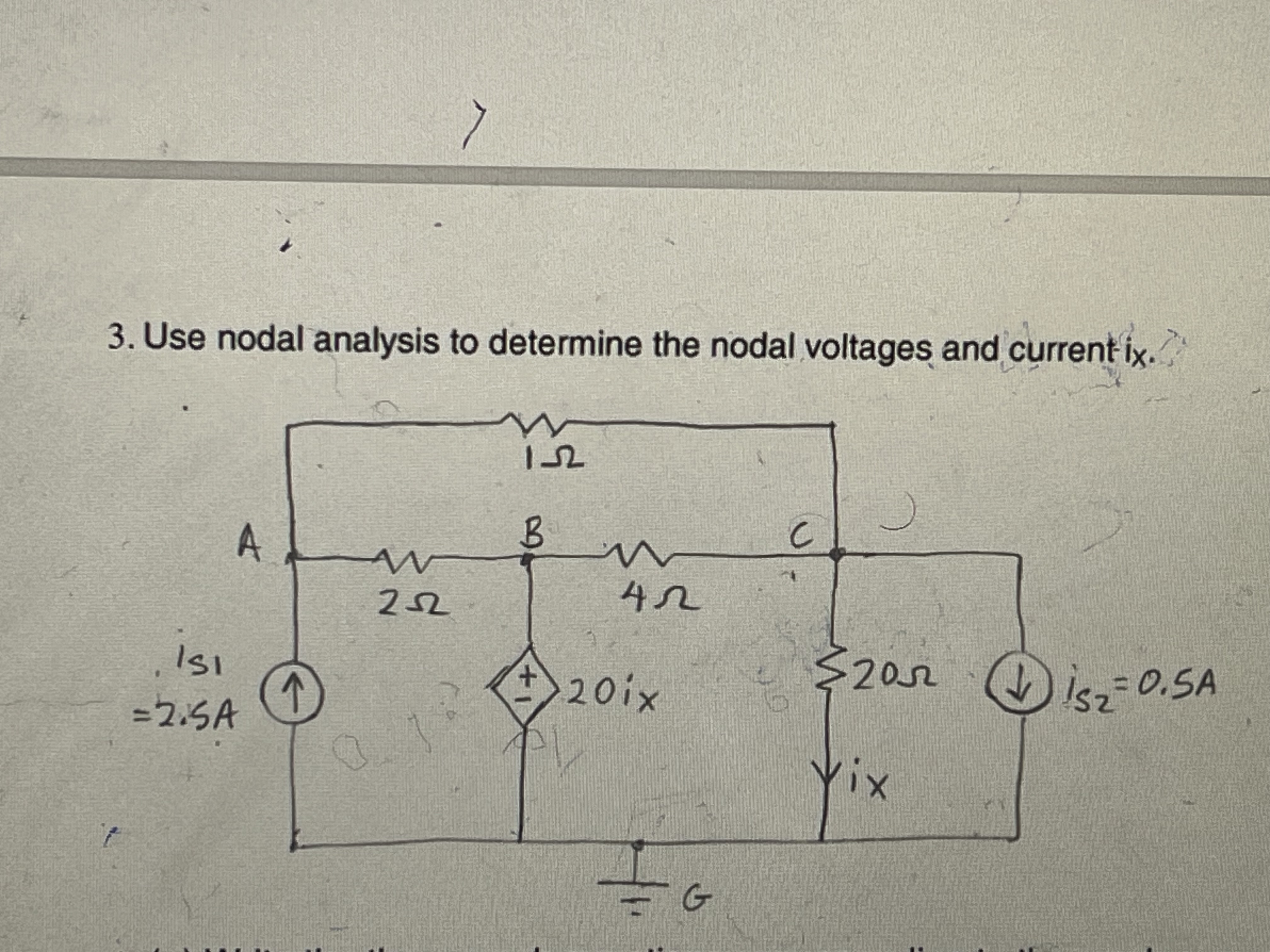 3. Use nodal analysis to determine the nodal voltages | Chegg.com 3. Use nodal analysis to determine the nodal voltages | Chegg.com