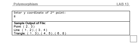 Solved Polymorphism LAB 13 Shape Circle Rectangle Triangle | Chegg.com
