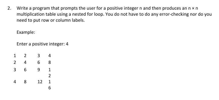 Solved 2. Write a program that prompts the user for a | Chegg.com