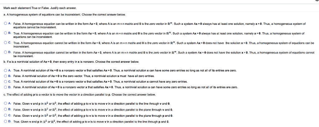 Solved Mark each statement True or False. Justify each | Chegg.com