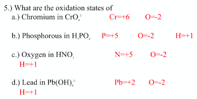 Solved 5.) What are the oxidation states of a.) Chromium in | Chegg.com