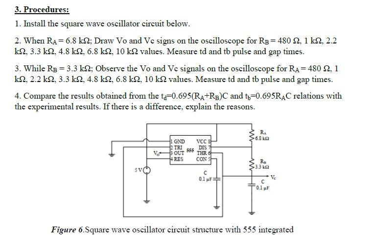 3. Procedures: 1. Install the square wave oscillator | Chegg.com