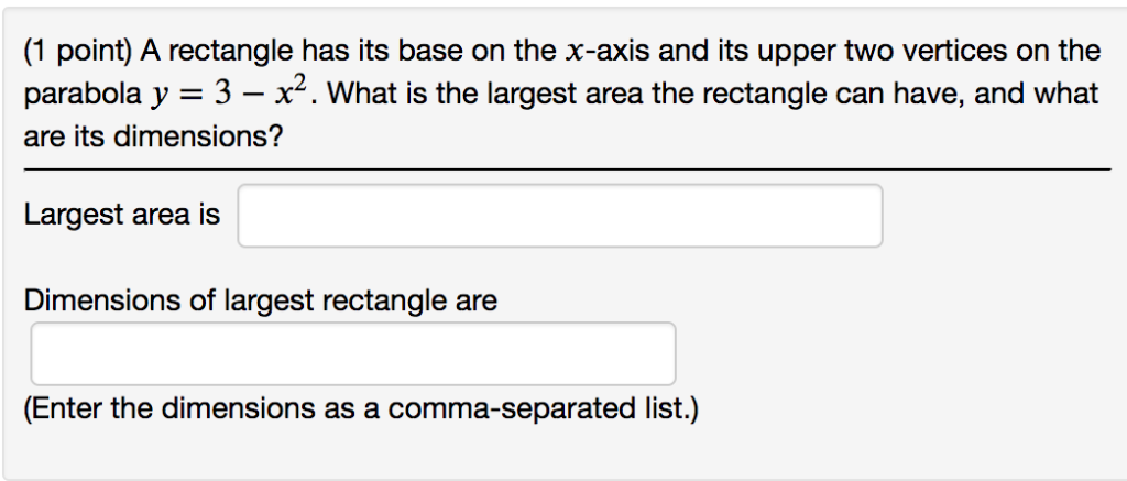Solved A rectangle has its base on the 𝑥-axis and its upper | Chegg.com