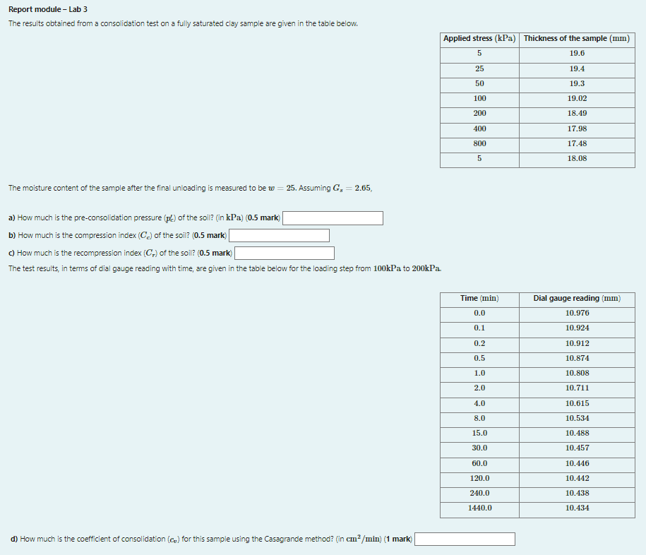 Solved Report module - Lab 3 The results obtained from a | Chegg.com