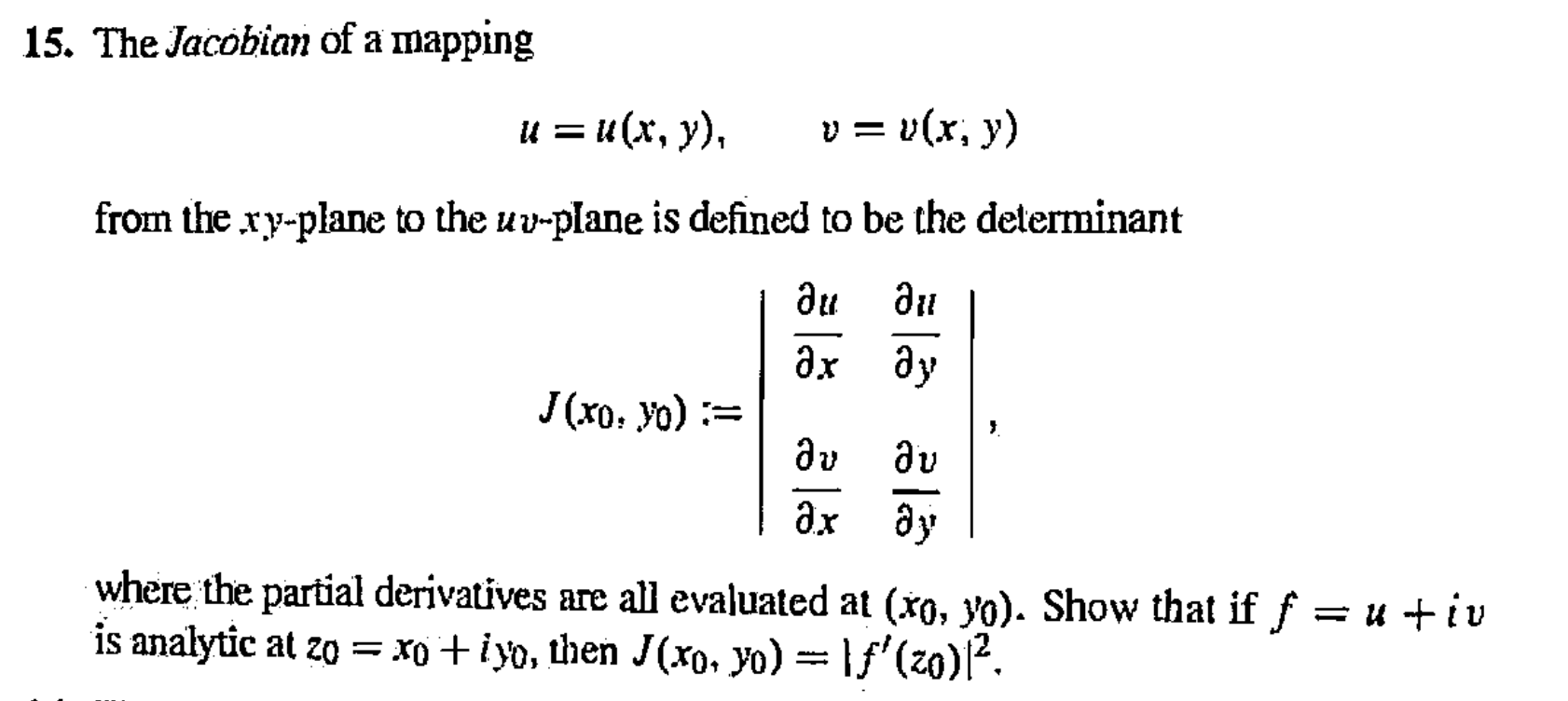 Solved 15. The Jacobian of a mapping u=u(x,y),v=v(x,y) from | Chegg.com