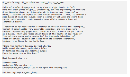 Solved Task 1: Find and Replacing Most Frequent Character | Chegg.com