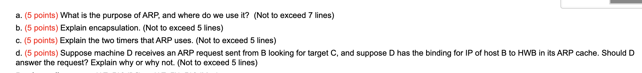 Solved a. (5 points) What is the purpose of ARP, and where | Chegg.com