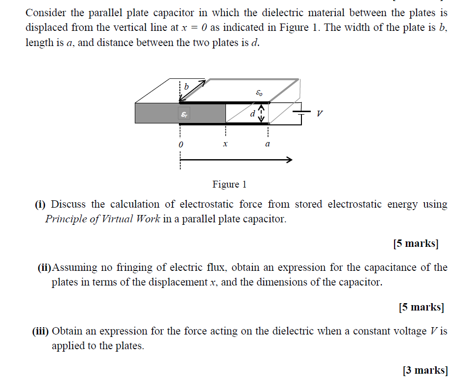 Consider the parallel plate capacitor in which the | Chegg.com