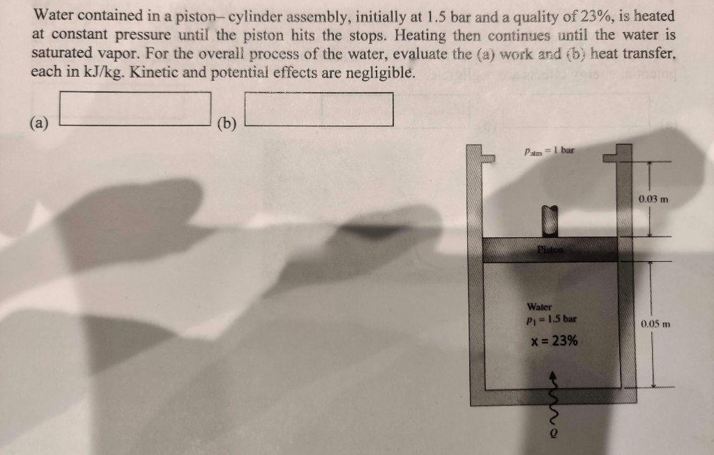 Solved Water contained in a piston-cylinder assembly, | Chegg.com