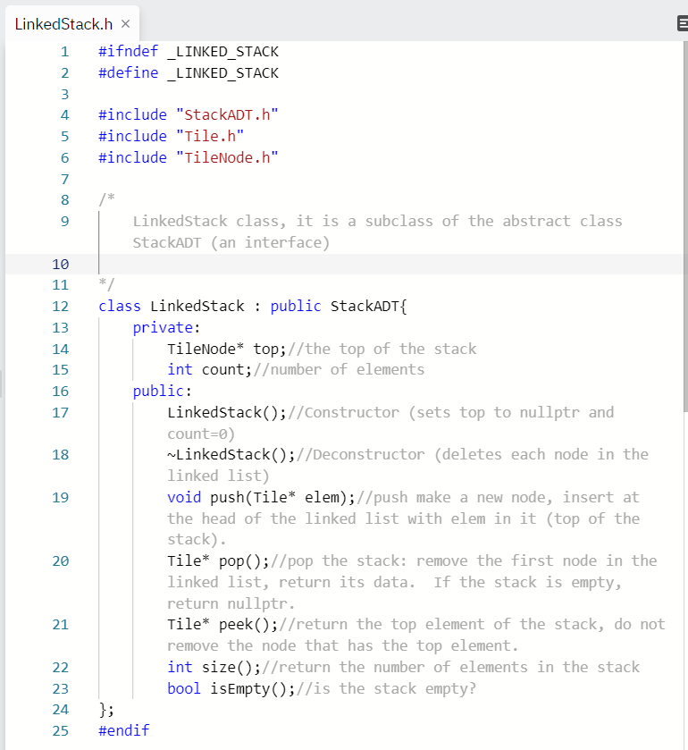 00 LinkedStack.h x 1 #ifndef _LINKED_STACK 2. #define | Chegg.com