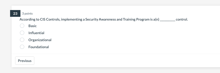 Solved According to CIS Controls, implementing a Security | Chegg.com