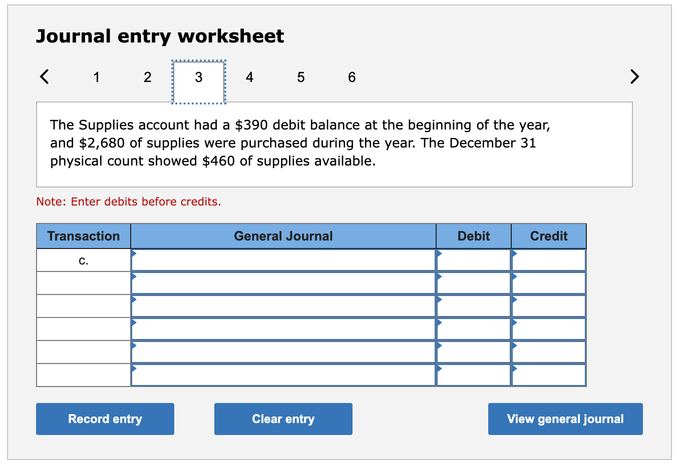 Solved Journal entry worksheet The Prepaid Rent account had | Chegg.com