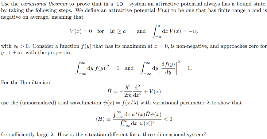 Solved Use The Variational Theorem To Prove That In A 1d