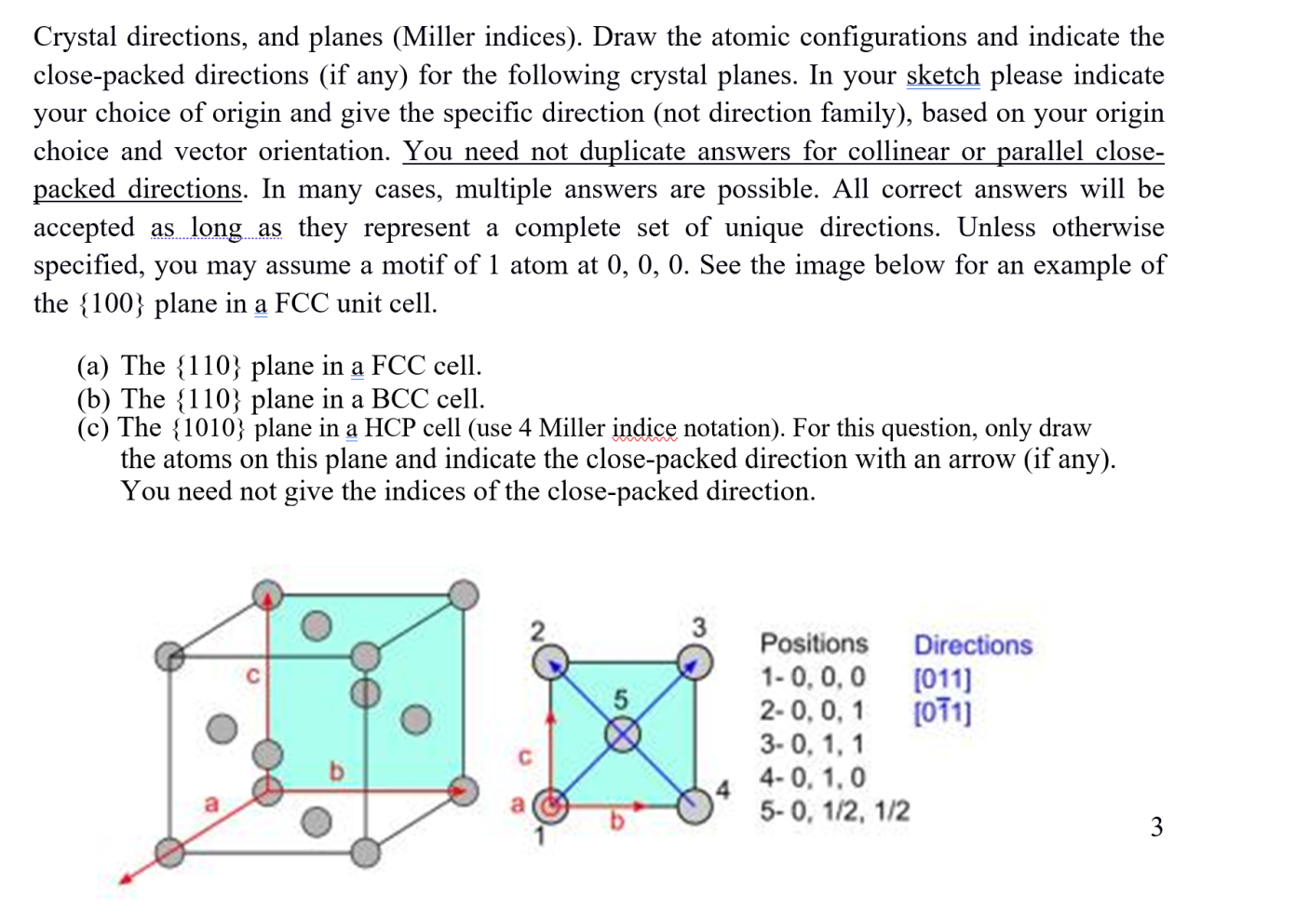 Solved Crystal directions, and planes (Miller indices). Draw | Chegg.com