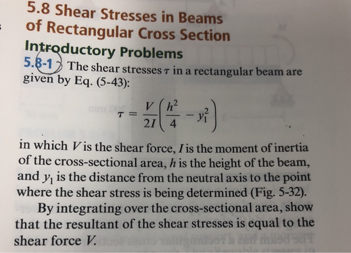 Solved 5.8 Shear Stresses in Beams of Rectangular Cross | Chegg.com