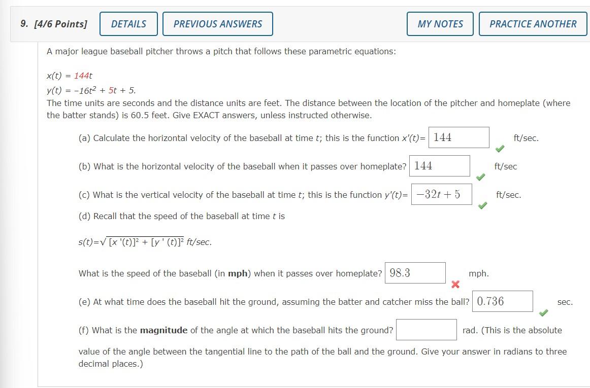 Solved A major league baseball pitcher throws a pitch that | Chegg.com