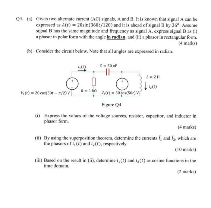 Solved 4. (a) Given two alternate current (AC) signals, A | Chegg.com
