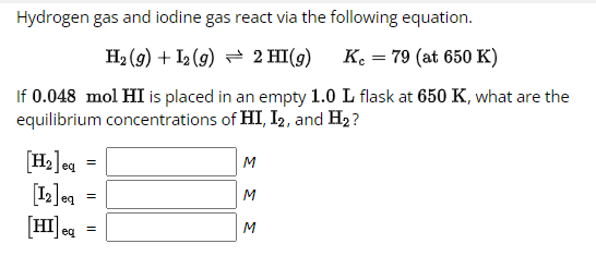 Solved Hydrogen gas and iodine gas react via the following | Chegg.com