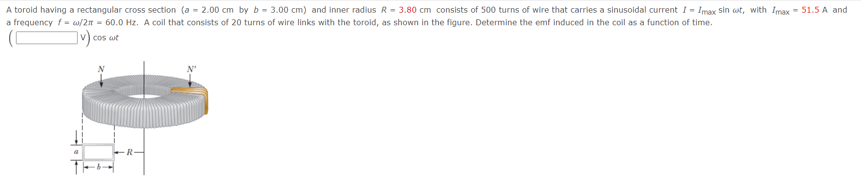 Solved A toroid having a rectangular cross section (a = 2.00 | Chegg.com