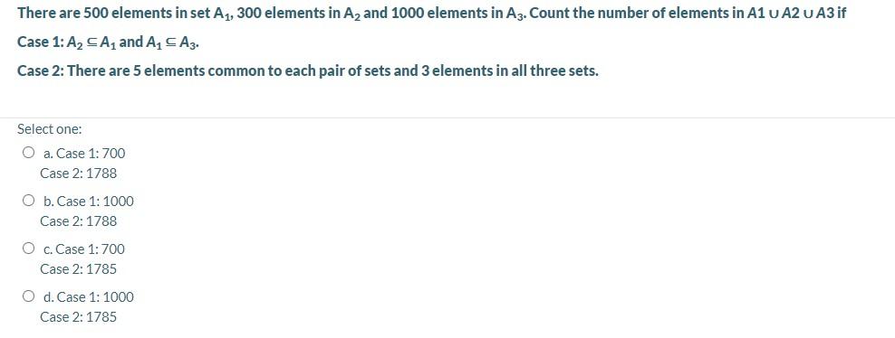 Solved There are 500 elements in set A2, 300 elements in A2 | Chegg.com