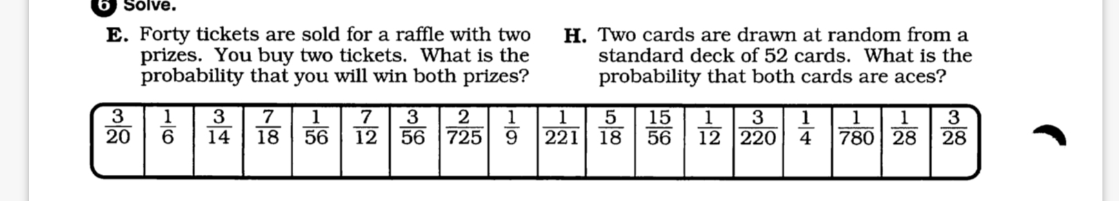 Solved E. ﻿Forty tickets are sold for a raffle with two | Chegg.com