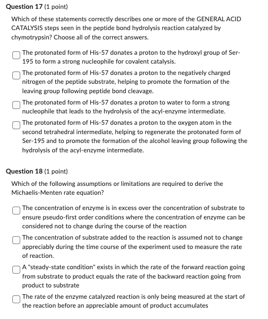 Solved Which of these statements correctly describes one or | Chegg.com