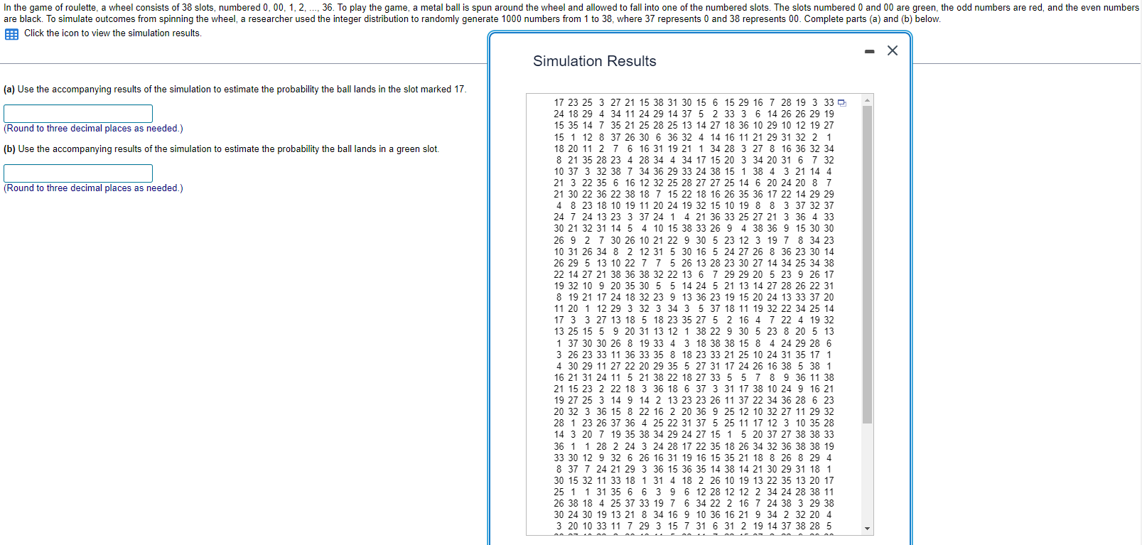 Solved (a) Use the accompanying results of the simulation to | Chegg.com