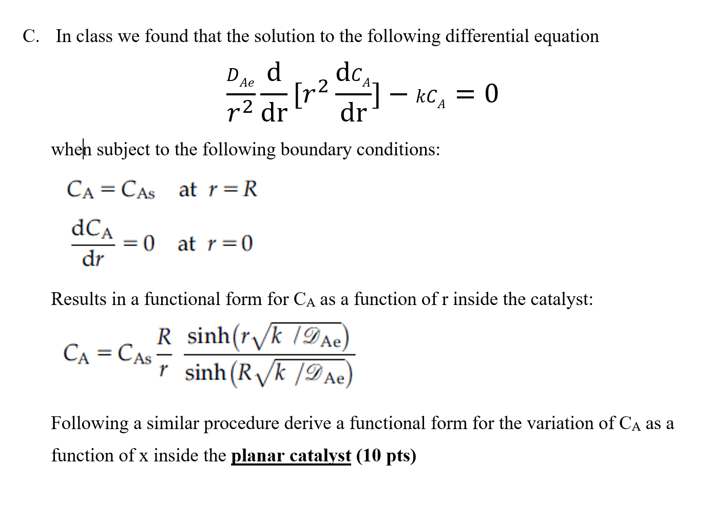 Solved C. ﻿In class we found that the solution to the | Chegg.com