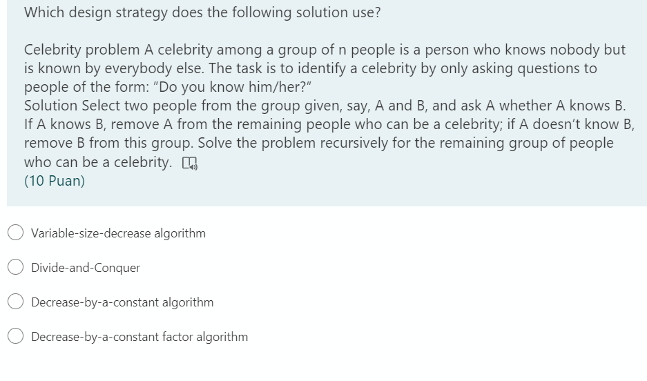 Solved Which design strategy does the following solution | Chegg.com