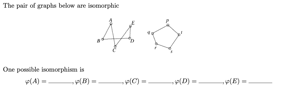 Solved The pair of graphs below are isomorphic P AA 9 B D r | Chegg.com