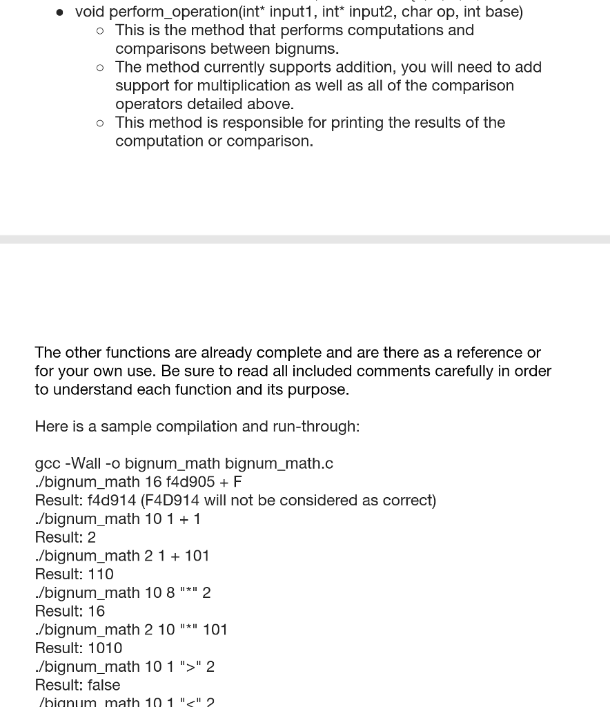 Solved Setup Download bignum_math.c from Canvas. You should | Chegg.com