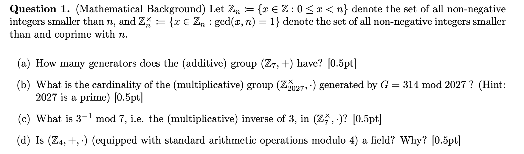 Solved Question 1. (Mathematical Background) Let | Chegg.com