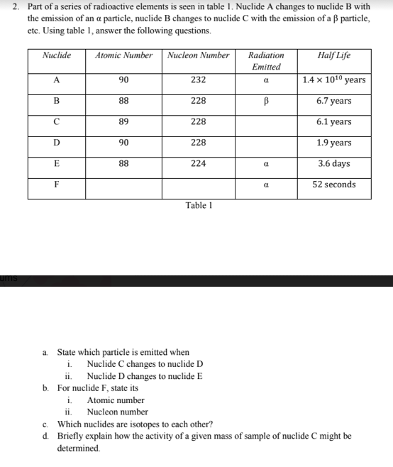 [Solved]: 2. Part of a series of radioactive elements is s