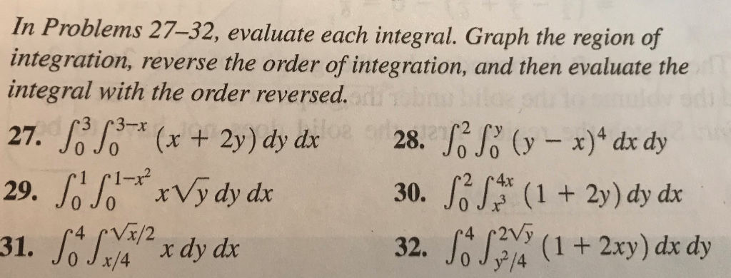 Solved In Problems 27-32, evaluate each integral. Graph the | Chegg.com