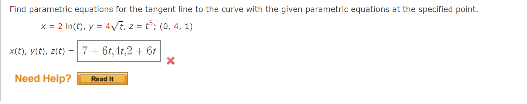 Solved Find parametric equations for the tangent line to the | Chegg.com