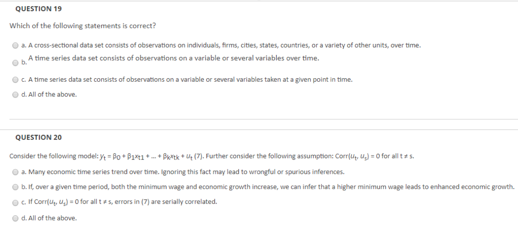 Solved Question 1 Consider The Following Simple Linear 3562