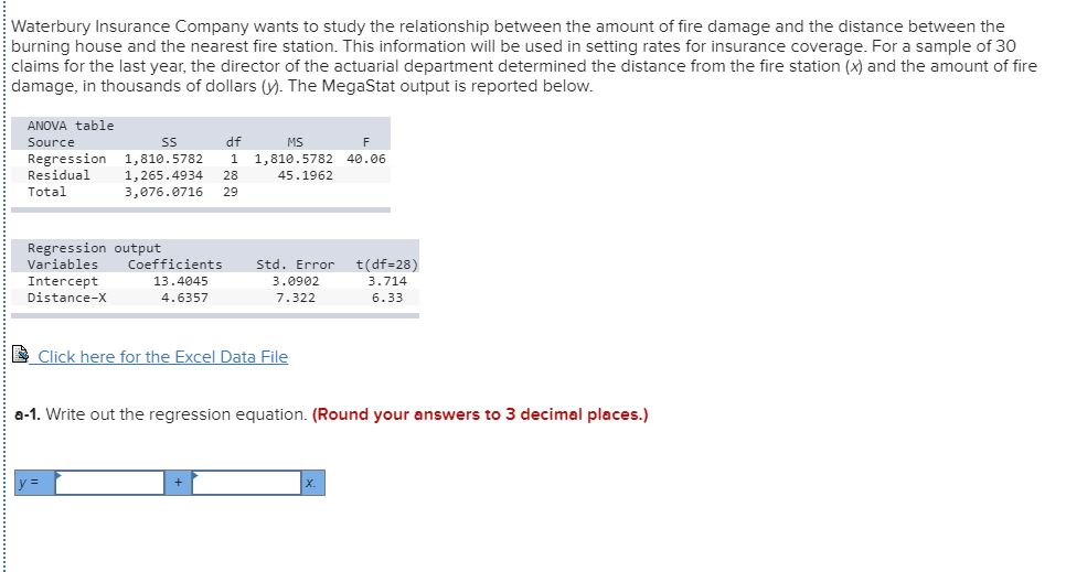 Solved Waterbury Insurance Company wants to study the | Chegg.com