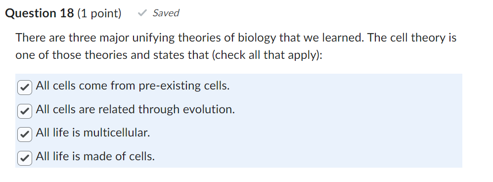 Solved There are three major unifying theories of biology | Chegg.com