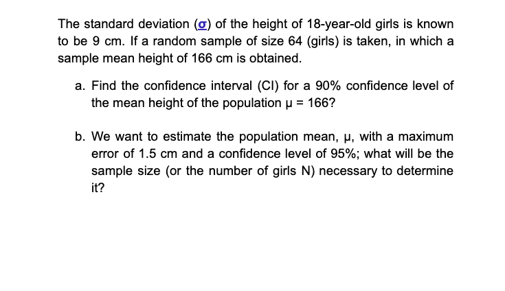 Solved The standard deviation ( σ) of the height of | Chegg.com