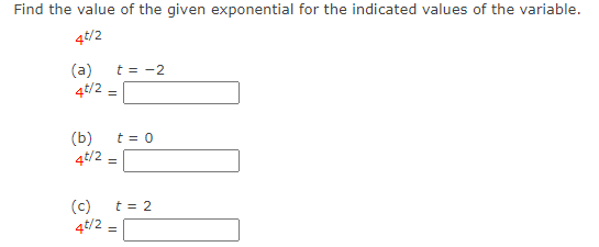 Solved Find the value of the given exponential for the | Chegg.com