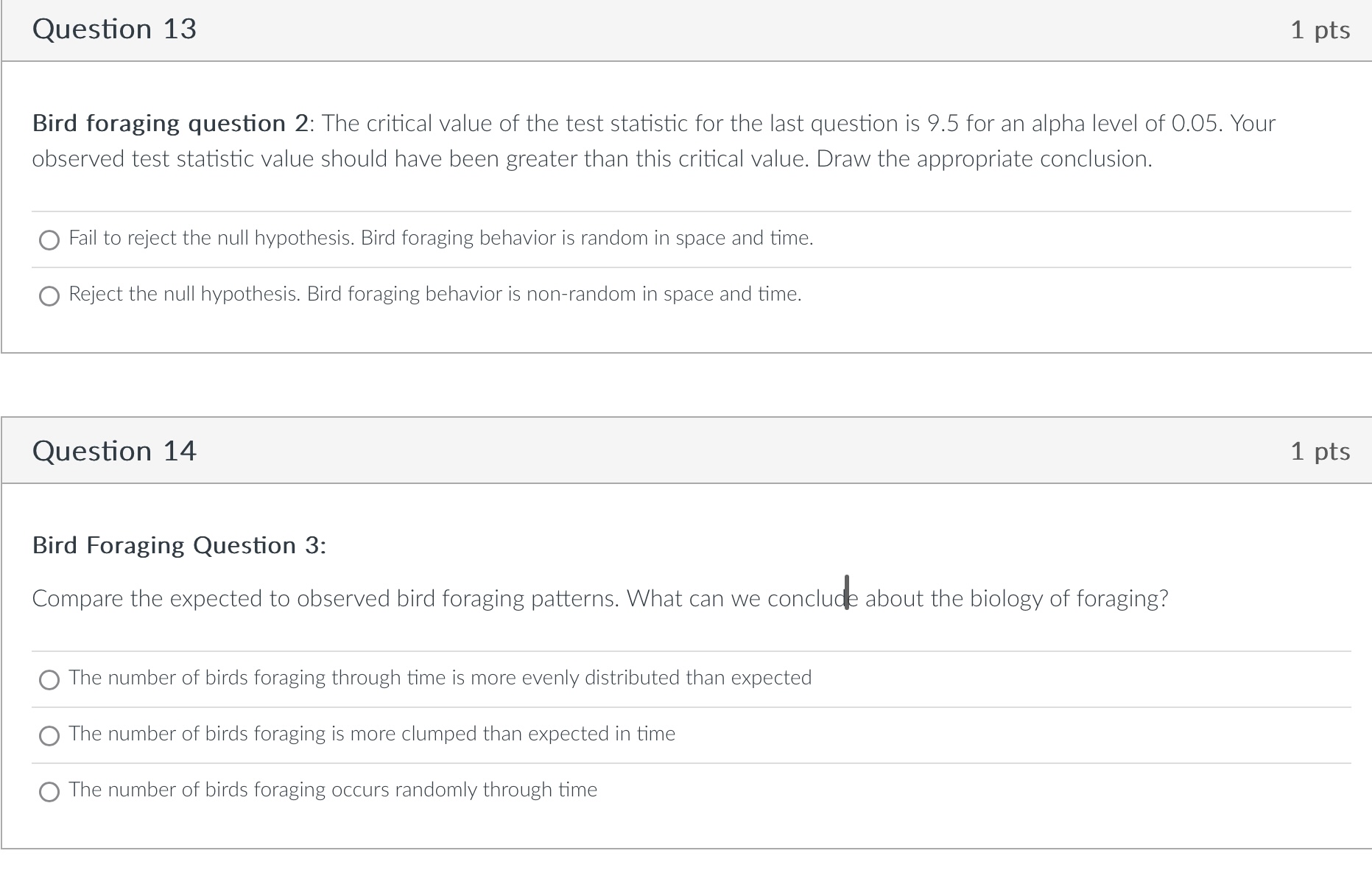 Solved Bird Foraging Question 1: Gulls often forage for | Chegg.com