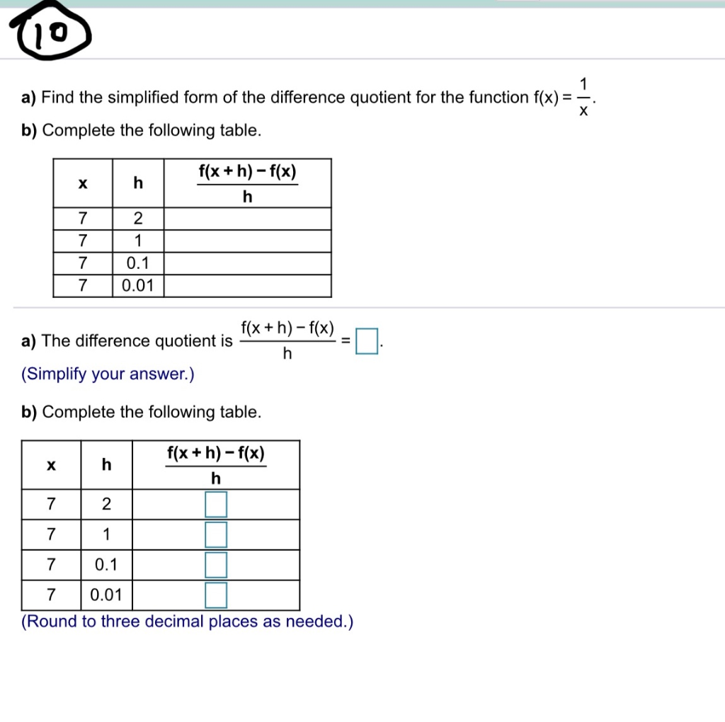 Solved 110 a) Find the simplified form of the difference | Chegg.com