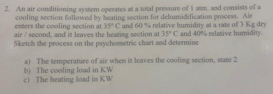 Solved 2. An air conditioning system operates at a total | Chegg.com